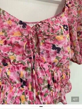 Astr | Tops | Astr The Label Pink Floral Puff Sleeve Top Xl | Poshmark